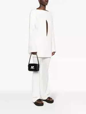 COURREGES Logo-appliqué Leather Shoulder Bag