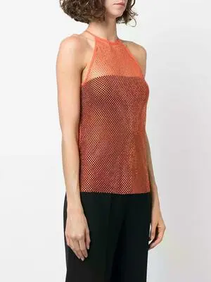 Patrizia Pepe Rhinestone Embellished Mesh Halter Top