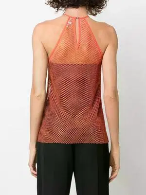 Patrizia Pepe Rhinestone Embellished Mesh Halter Top