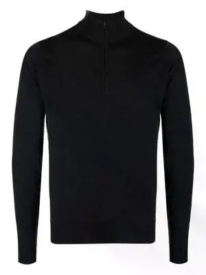 John Smedley Zip-neck Long-sleeve Sweater - Black