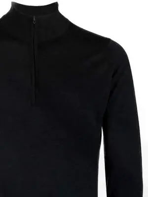 John Smedley Zip-neck Long-sleeve Sweater - Black