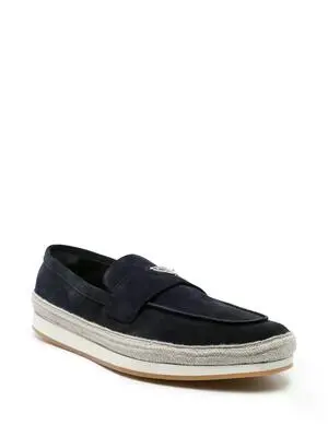 Prada Enamel Triangle-logo Suede Loafers