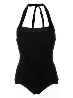 AMIR SLAMA Textured Halterneck Swimsuit - Black