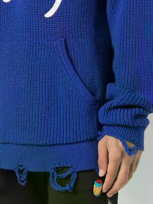 HACULLA. Logo-print Distressed Knitted Hoodie