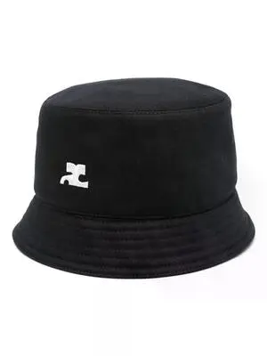 COURREGES Signature Logo-appliqué Bucket Hat - Black