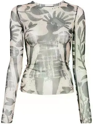 BOTTER Graphic-print Mesh T-shirt - Neutrals