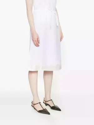 Prada Embroidered Linen A-line Skirt