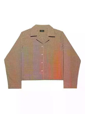 MAINLESS Checked Cropped Shirt - Neutrals
