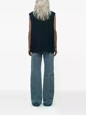 MAINLESS Distressed Sleeveless Top - Blue
