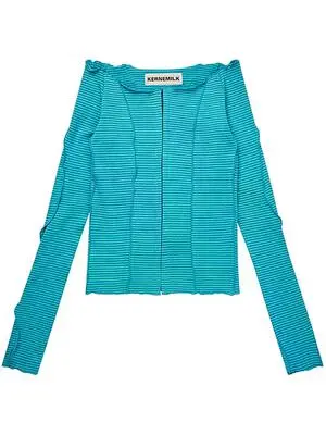 KERNE.MILK Striped Off-shoulder Cardigan
