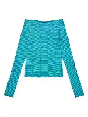 KERNE.MILK Striped Off-shoulder Cardigan