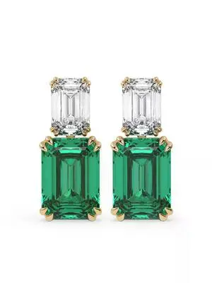 VEYNOU 14kt Yellow Emerald And Diamond Earrings - Gold