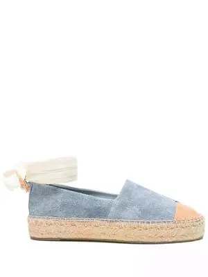 Tory Burch Leather And Printed Suede Cap-toe Espadrilles