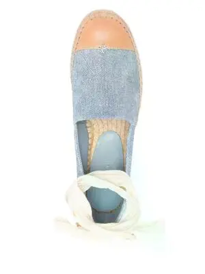 Tory Burch Leather And Printed Suede Cap-toe Espadrilles