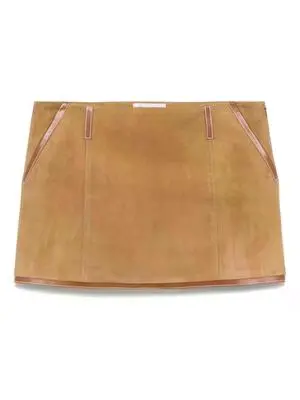 Miu Miu Suede Skirt With Leather Trim