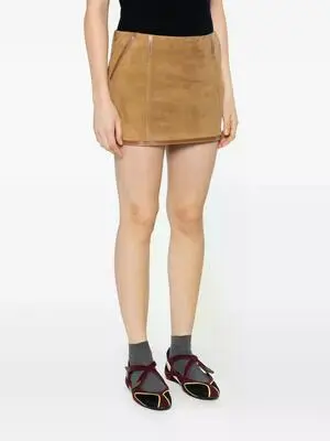 Miu Miu Suede Skirt With Leather Trim