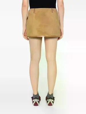 Miu Miu Suede Skirt With Leather Trim