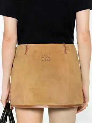 Miu Miu Suede Skirt With Leather Trim