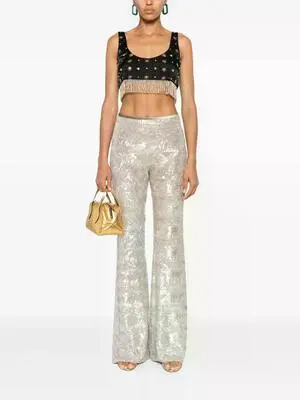 FORTE_FORTE Fringed Bead-embellished Crop Top