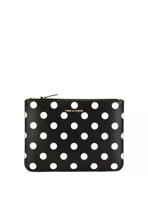 Comme Des Garçons Polka-dot Leather Pouch - Black