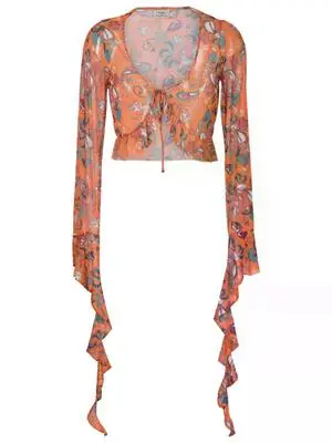 AMIR SLAMA Graphic-print Mesh Blouse