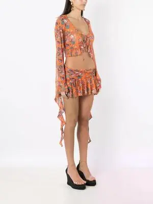 AMIR SLAMA Graphic-print Mesh Blouse