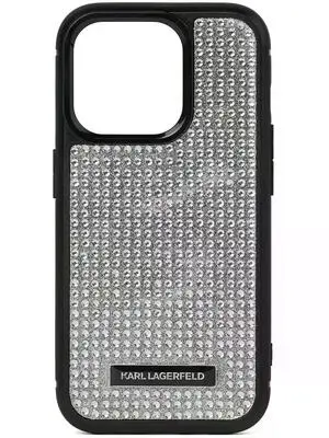 Karl Lagerfeld Rhinestone-embellished Iphone 16 Pro Case - Silver