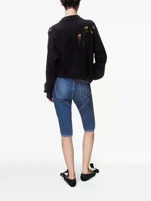AREA Butterfly-embellished Organic Cotton-blend Cardigan - Black