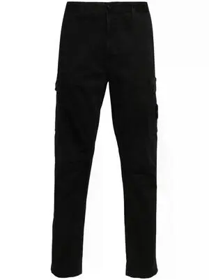 Stone Island Straight-leg Trousers With Compass Badge - Black