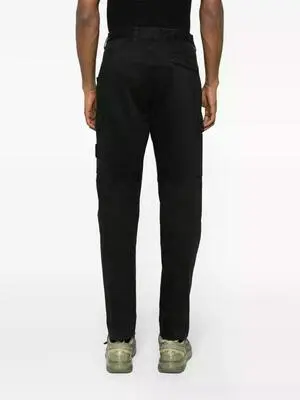 Stone Island Straight-leg Trousers With Compass Badge - Black