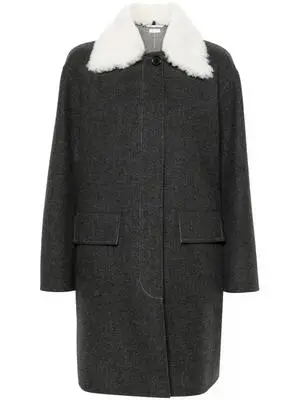 Thom Browne Wool-felt Coat With Detachable Shearling Collar