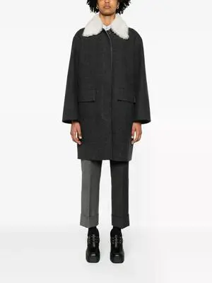 Thom Browne Wool-felt Coat With Detachable Shearling Collar