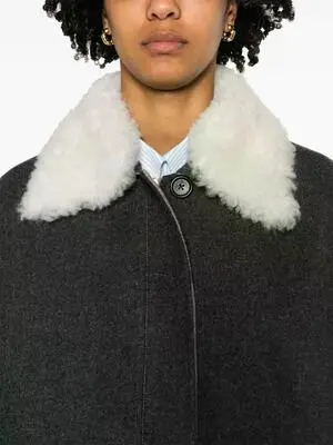 Thom Browne Wool-felt Coat With Detachable Shearling Collar