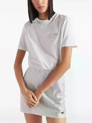 Prada Crystal-embellished Triangle Logo T-shirt - White