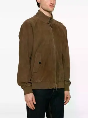 BARACUTA Suede Zip-up Jacket - Brown