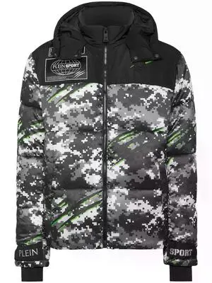 PLEIN SPORT Pixel Puffer Jacket - Black