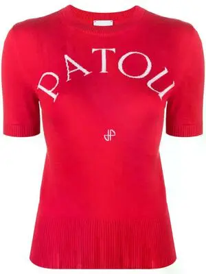 PATOU Intarsia Knit Logo Top - Red