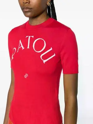 PATOU Intarsia Knit Logo Top - Red