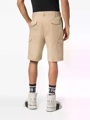 Philipp Plein Cargo Shorts With Logo Plaque - Neutrals