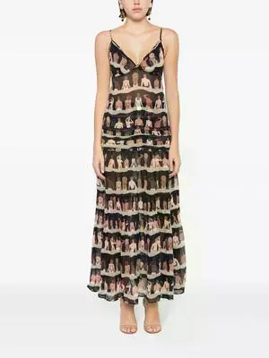 AMIR SLAMA Graphic-print Silk Maxi Dress