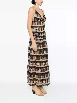 AMIR SLAMA Graphic-print Silk Maxi Dress
