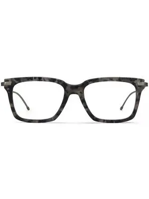 Thom Browne Tortoiseshell-effect Rectangle-frame Glasses - Grey
