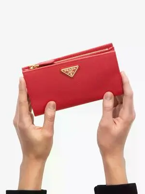 Prada Saffiano Bi-fold Wallet - Red