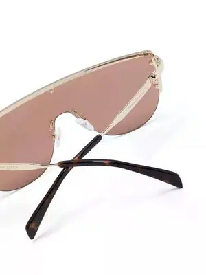 Alexander McQueen Skull-stud Shield-frame Sunglasses - Gold