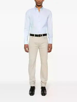 TOM FORD Button-down Collar Cotton Shirt - Blue
