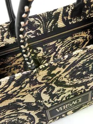 Versace Large Barocco Athena Raffia Tote Bag