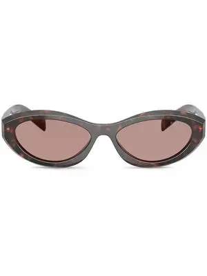 Prada Tortoiseshell-effect Oval Sunglasses - Brown