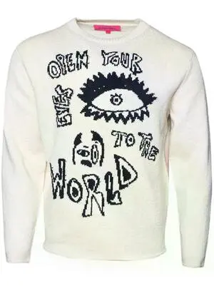 THE ELDER STATESMAN Graphic Intarsia-knit Cotton Jumper - Neutrals
