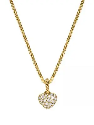 David Yurman 18k Petite Pavé Diamond Heart Pendant - Gold