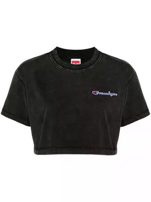 GROUND ZERO Logo-patch Cropped T-shirt